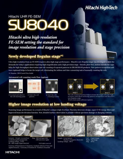 Hitachi ultra high resolution FE-SEM setting the standard for image ...