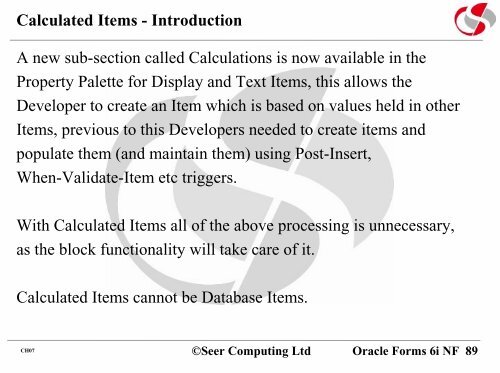 Page example of Oracle Forms 6i New Features - Seer Computing
