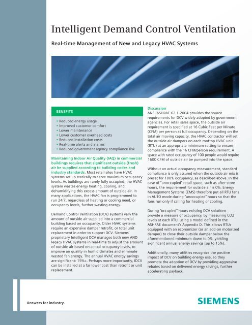 Intelligent Demand Control Ventilation - Siemens