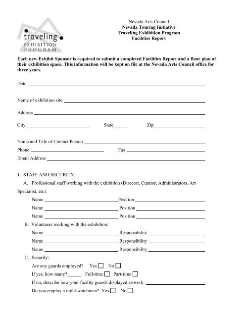 Facilities Report Form - Nevada Arts Council