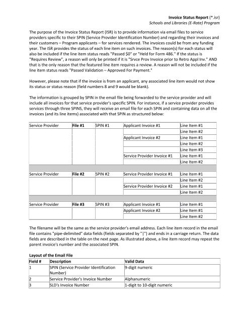 Invoice Status Report (*.isr) Schools and Libraries ... - Lifeline Support