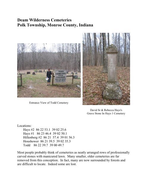 Deam Wilderness Cemetery - Monroe County History Center