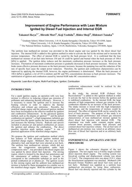 Improvement of Engine Performance with Lean Mixture Ignited by ...