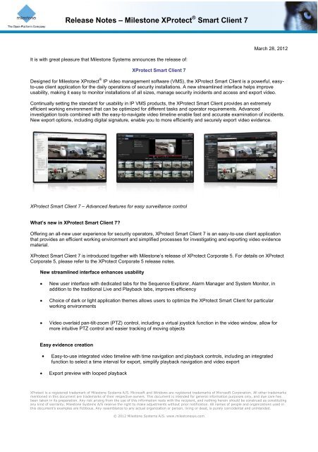 Release Notes â Milestone XProtect Smart Client 7