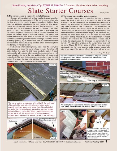 Traditional Roofing Magazine - Issue #5 - Slate Roof Starter Courses