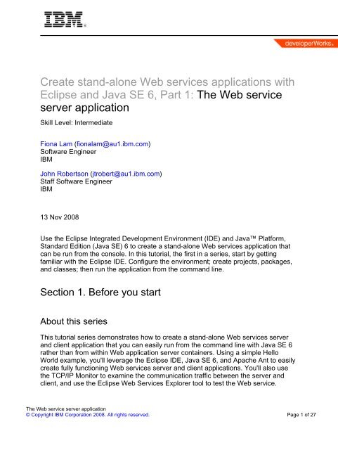 Create Stand Alone Web Services Applications With Eclipse And Java