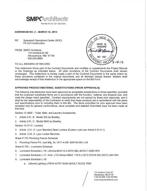 SOC Fit Out Construction Addendum #2 - Spaceport America