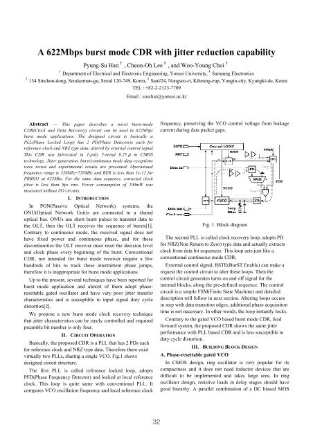 A 622Mbps burst mode CDR with jitter reduction capability