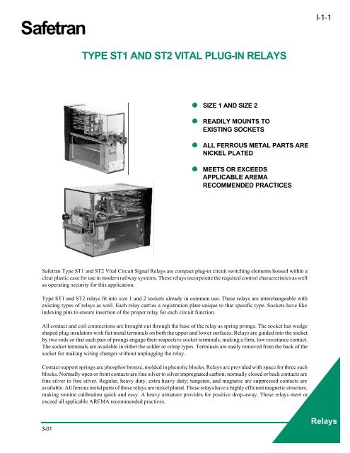 type st1 and st2 vital plug-in relays