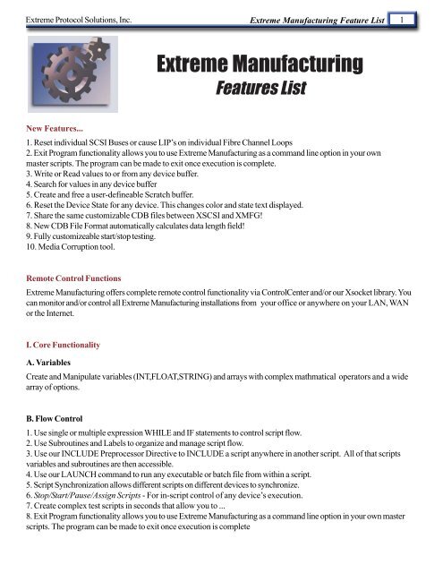 Feature List - Extreme Protocol Solutions