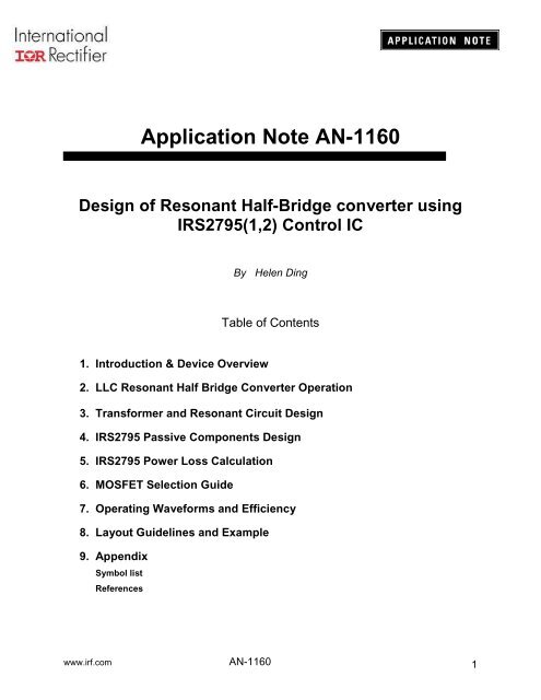 Application Note AN-1160 - International Rectifier