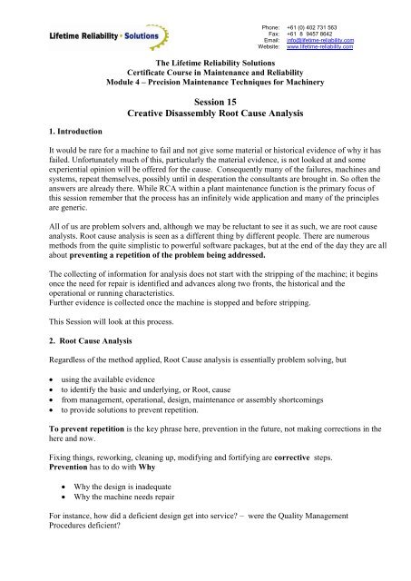 Creative Disassembly for Machine Failure Root Cause Analysis
