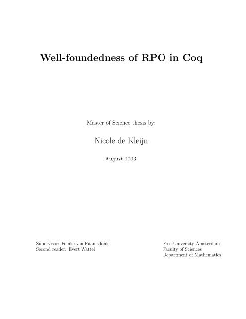 Well-foundedness of RPO in Coq - CoLoR - Inria