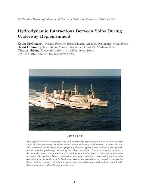 Hydrodynamic Interactions Between Ships During Underway ... Hydrodynamic Interactions Between Ships During Underway ...