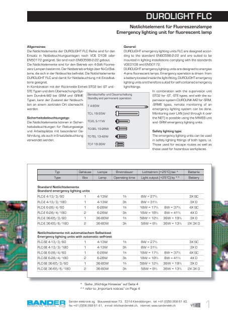 durolight flc - Sander elektronik