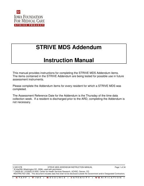 STRIVE MDS Addendum Instruction Manual
