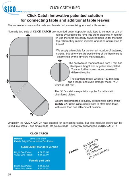 Click Catch Innovative patented solution for connecting table and ...