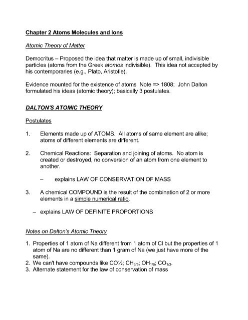 Chapter 2 Atoms Molecules and Ions - X-Colloid Chemistry Home ...
