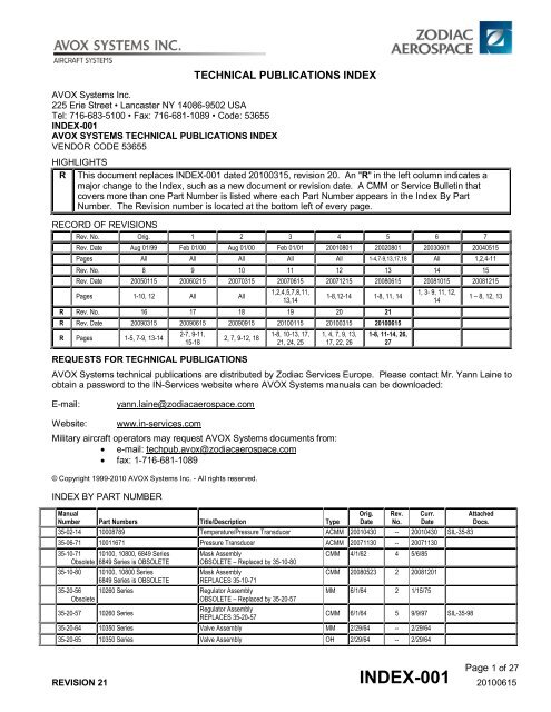 INDEX-001 - AVOX Systems, Inc.