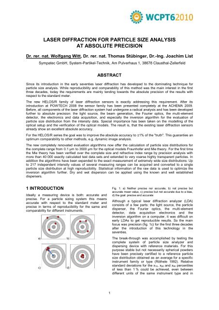 laser diffraction for particle size analysis at ... - Sympatec GmbH