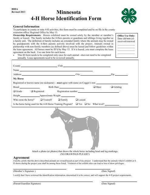 Horse Identification Form Fillable - Printable Forms Free Online