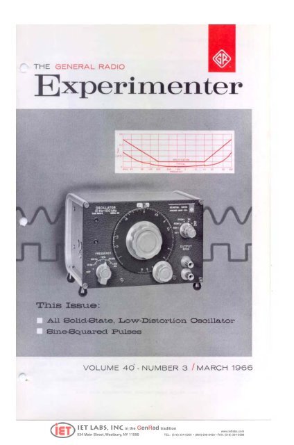 GenRad Experimenter March 1966 - IET Labs, Inc.