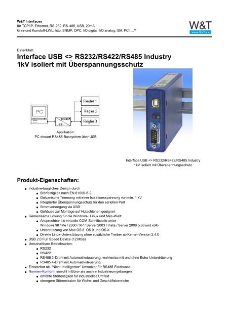 WuT Interface USB RS232/RS422/RS485 Industry