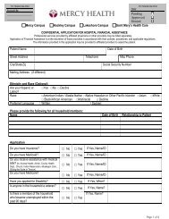 Financial Assistance Application Form - Mercy Health Partners