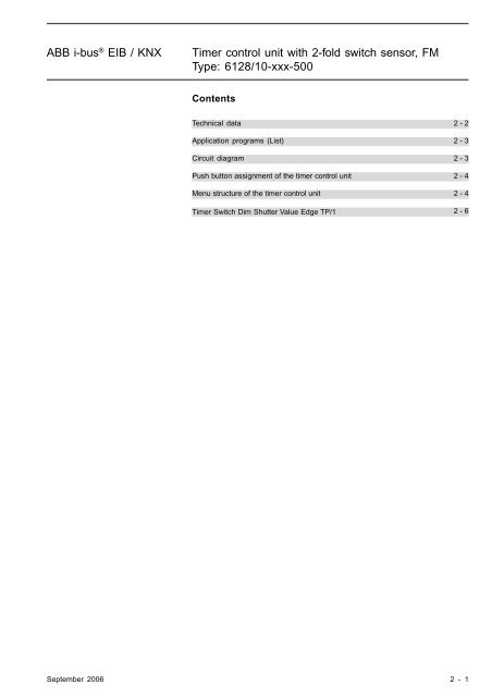 ABB i-busÂ® EIB / KNX Timer control unit with 2-fold switch sensor ...