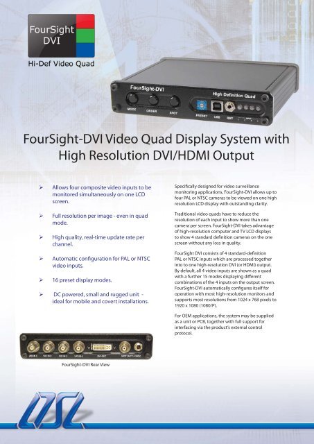 FourSight-DVI Video Quad Display System with High Resolution DVI ...