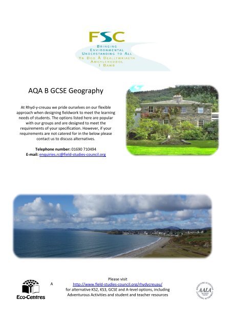 GCSE Geography AQA B Controlled Assessment - Field Studies ...