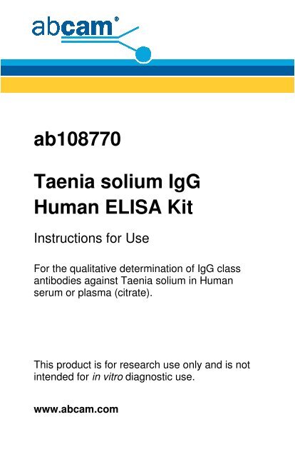 ab108770 Taenia solium IgG Human ELISA Kit - Abcam
