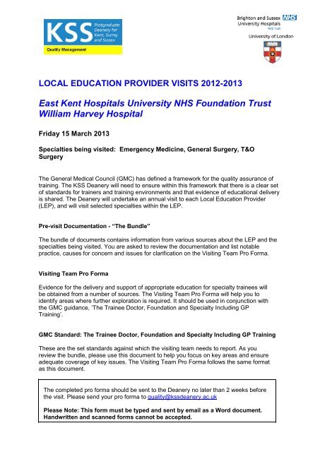 East Kent Hospitals University NHS Foundation Trust ... - KSS Deanery