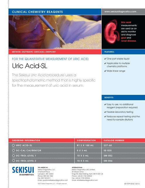 Uric Acid-SL - Sekisui Diagnostics