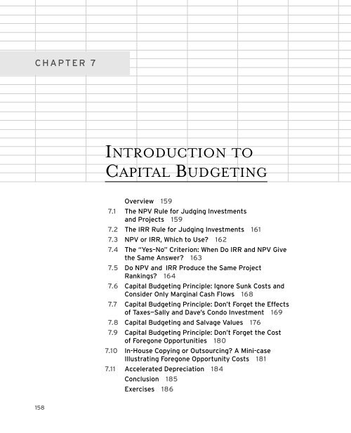INTRODUCTION TO CAPITAL BUDGETING - Finance Department