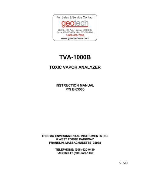 Thermo Scientific TVA-1000B Instruction Manual - Geotech ...