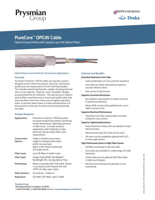 Prysmian Fiber Optic Cable Catalog Online UK | www.pinnaxis.com