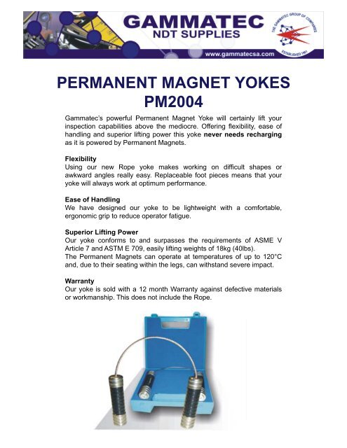 Permanent Magnet Yokes PM 2004 - GammaTec