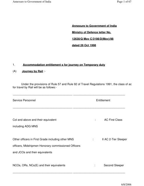 Annexure To Government Of India Ministry Of Indian Airforce