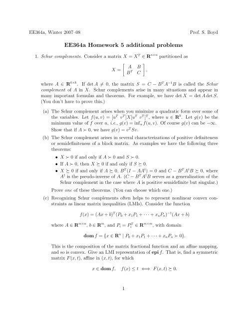 EE364a Homework 5 additional problems