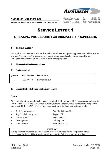 SL 1 Greasing Procedure.pdf - Airmaster Propellers