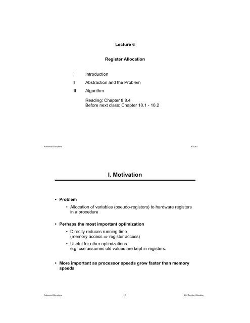 Register allocation via graph coloring with live ranges