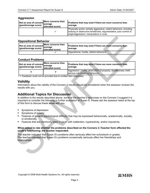 Conners 3 assessment form printable - vfeclothes