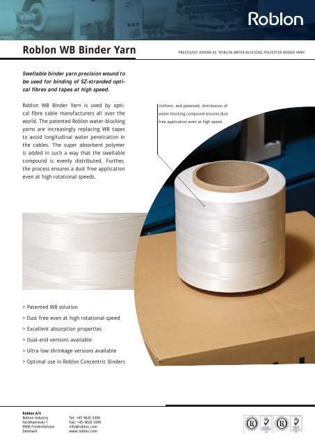 11-Roblon WB Binder Yarn.indd - Roblon A/S