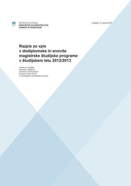 Razpis za vpis v dodiplomske in enovite magistrske Å¡tudijske ...