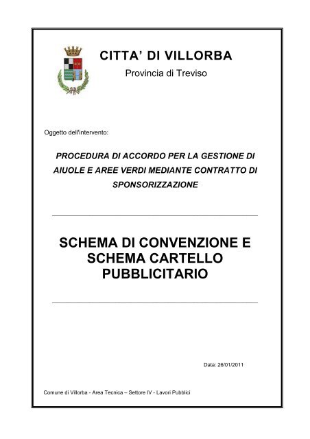 schema di convenzione e schema cartello pubblicitario - Comune di ...