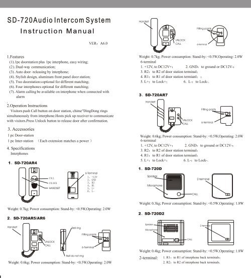 Instruction Sheet - door entry systems