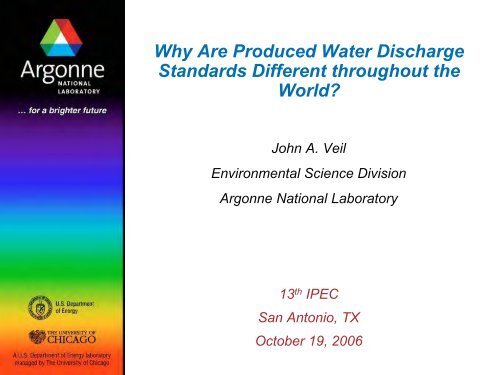 Why Are Produced Water Discharge Standards Different ... - IPEC
