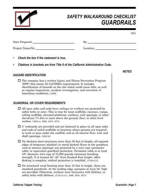 Guardrail Safety Checklist - PCOC Insurance Inc.