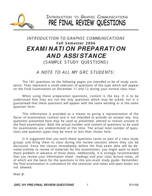 grc 101 final review..